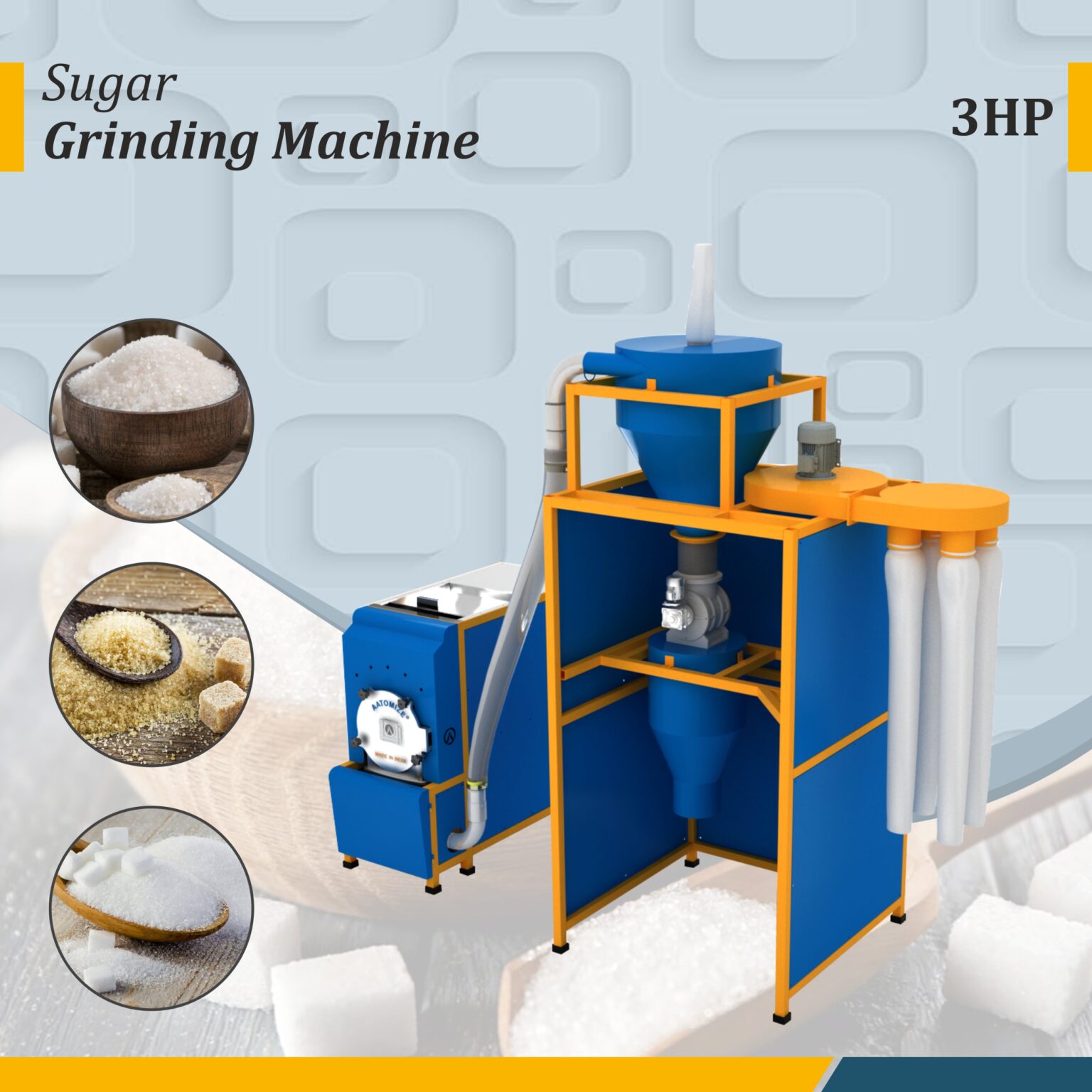 3HP Sugar Grinder for Fine Powder - Aatomize Manufacturing Private Limited